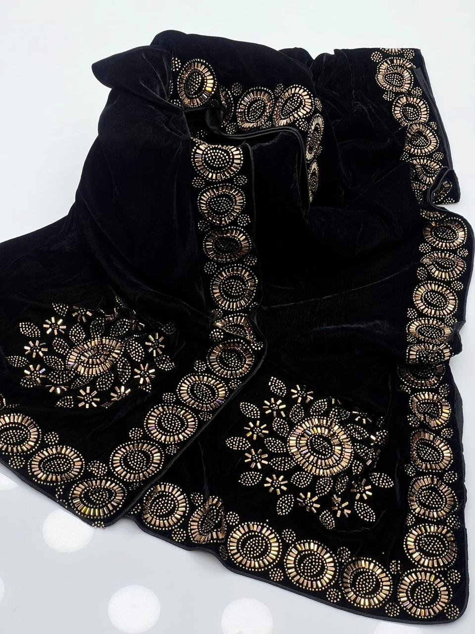 Micro Velvet Shawl Elegant And Beautiful Stones Work