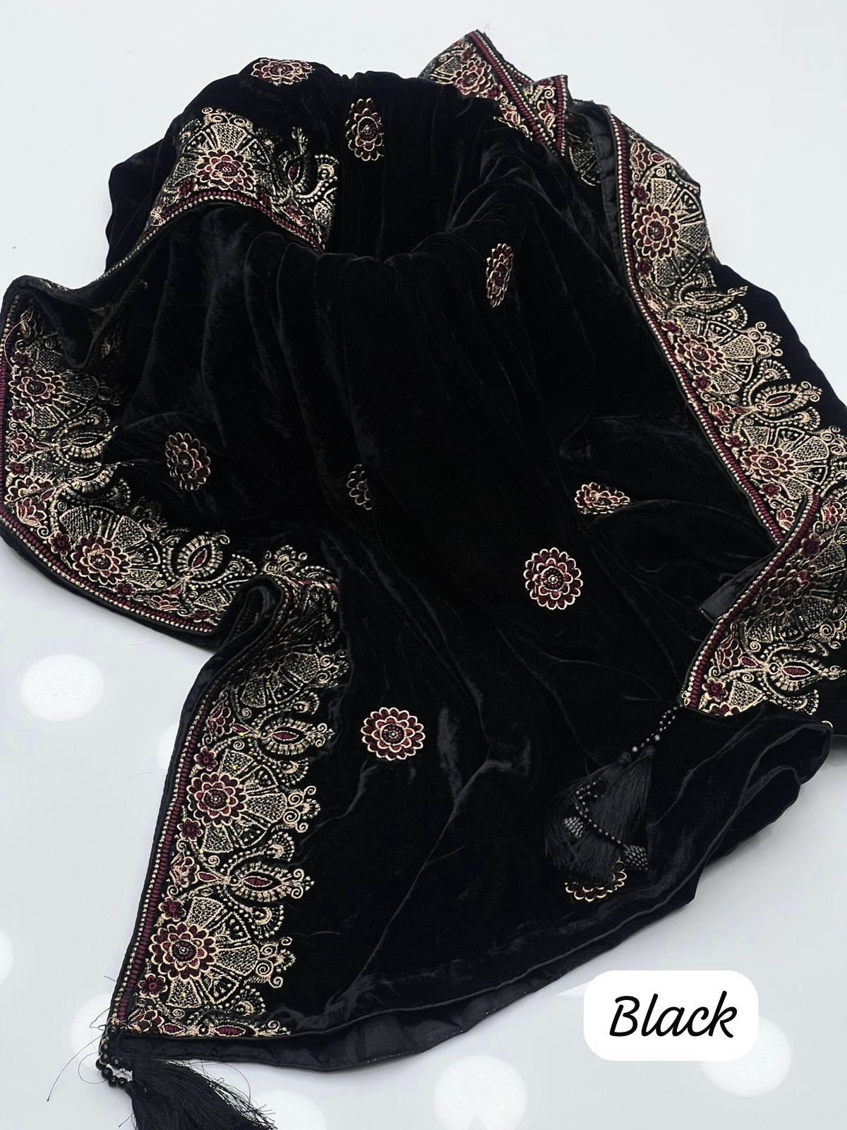 9000 Micro Velvet Machine Zarri Work Embroidery Shawl